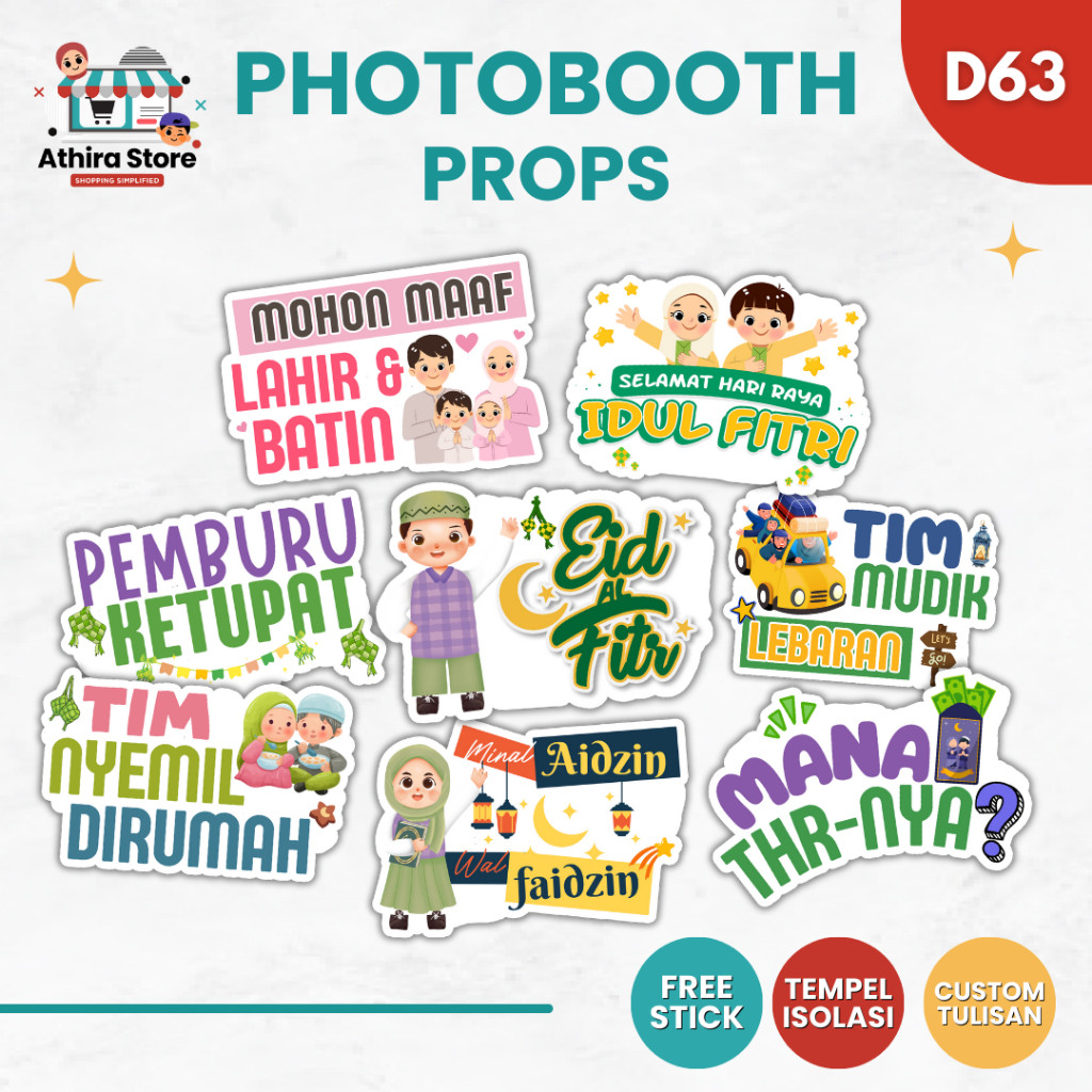 Jual D63 Dekorasi foto idul fitri photobooth props lebaran custom hari ...