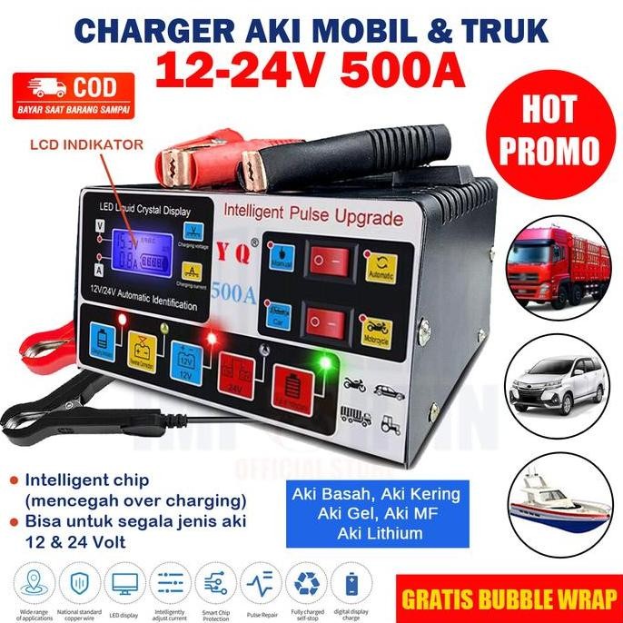 Jual TERBARU - Charger Aki Mobil Motor 12V-24V 500A/ Charger Aki Otomatis Smart Intelligent Auto ...