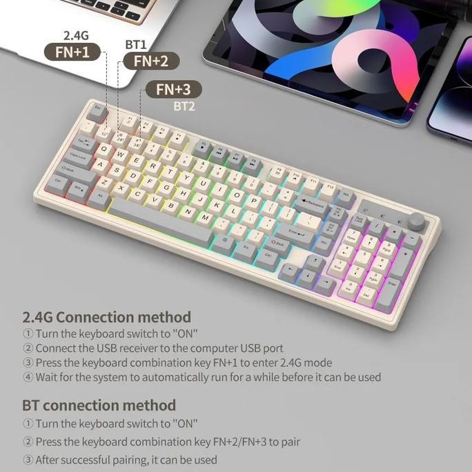 Jual Keyboard Wireless Bluetooth Keyboard Gaming 3 Mode Keyboard ...