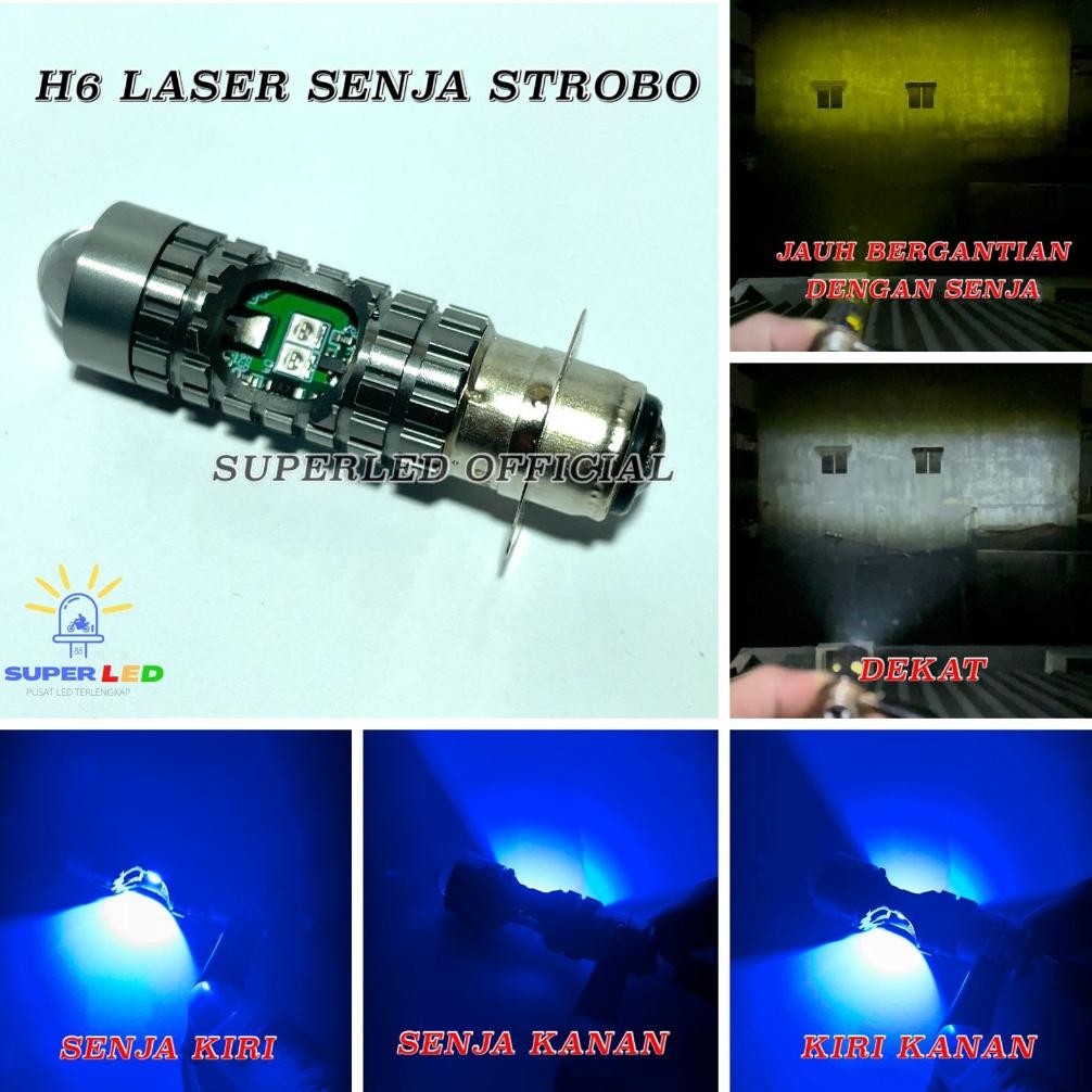 Jual Lampu Depan Led H6 Laser Senja Biru Flash Dc 12V 20W Hii Loo Putih Kuning 2 Warna / Lampu ...