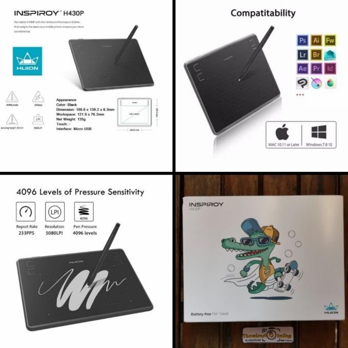 Jual Huion H430P Graphic Drawing Tablet Design Signature Osu Tablet ...