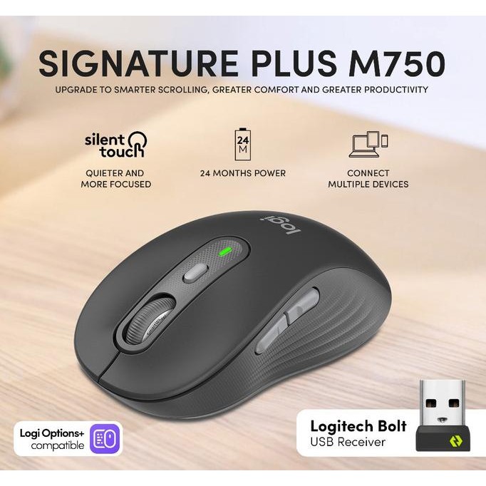 Jual Logitech Signature Plus M750 Multi-Device Silent Mouse Bluetooth Wireless Flow Co | Shopee ...