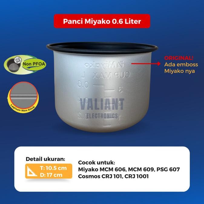 Jual Panci Rice Cooker Magic Com Miyako 0,6 1,2 1,8 2,2 Liter (DIJAMIN ...
