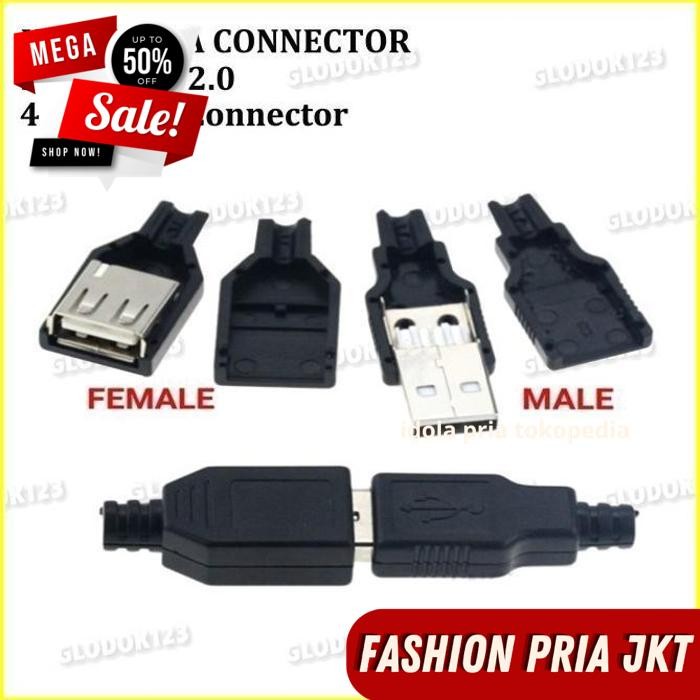 Jual SOKET USB 4 PIN PLUG SOCKET CONNECTOR KOSONG JANTAN MALE BETINA ...