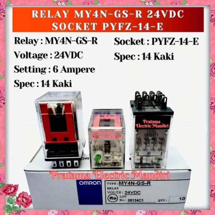 Jual Omron Relay My4N - My4N-Gs - My4N-Gs-R 24Vdc 24V | Socket Pyfz-14A-E New Stok | Shopee ...