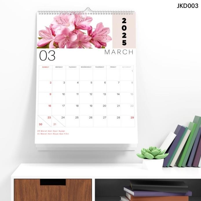 Jual ready kalender dinding tahun 2025 aesthetic lengkap gambar bunga ...