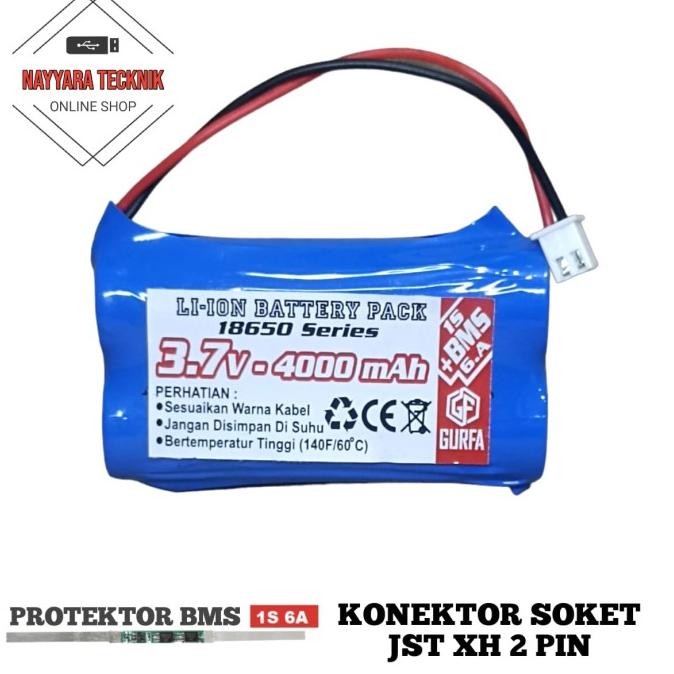Jual Baterai RC/Speaker 2x 18650-2S 4000mAh 3.7V BMS 6A KONEKTOR JST XH 2 P | Shopee Indonesia
