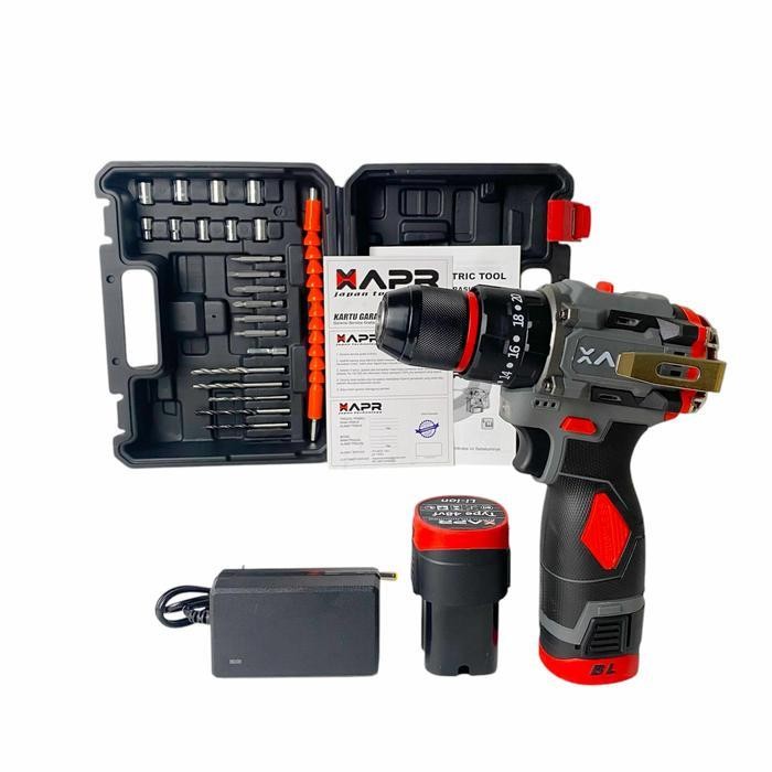 Jual Xapr Bor Impact Drill Brushless 10 Mm Keyless 2 Baterai Untuk Besi ...