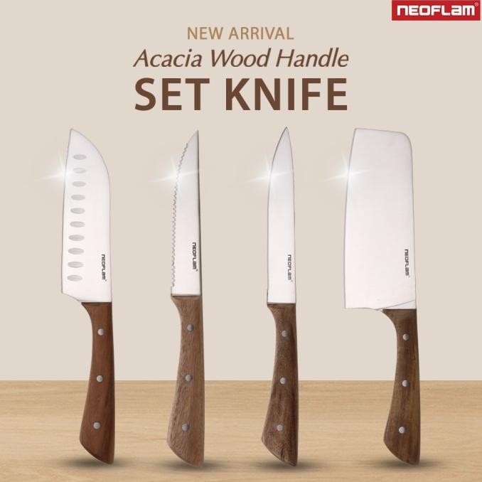 Jual Neoflam Acacia Knife / Pisau Dapur / Pisau Gagang Kayu Akasia ...