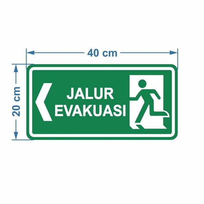 Jual Rambu Plang Papan K3 Jalur Evakuasi 40Cm X 20Cm Plat Alumunium ...