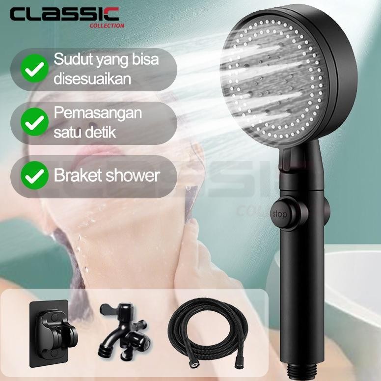 Jual Kepala Shower Mandi Hitam Premium/Dengan Selang Shower Kamar Mandi Portabel Dapat ...