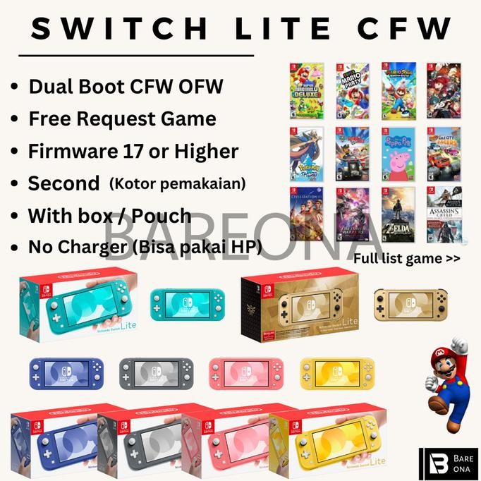 Jual Nintendo Switch Lite CFW OFW (FREE ISI GAME) Dualboot Fullgame PICOFLY 128GB 256GB 512GB ...