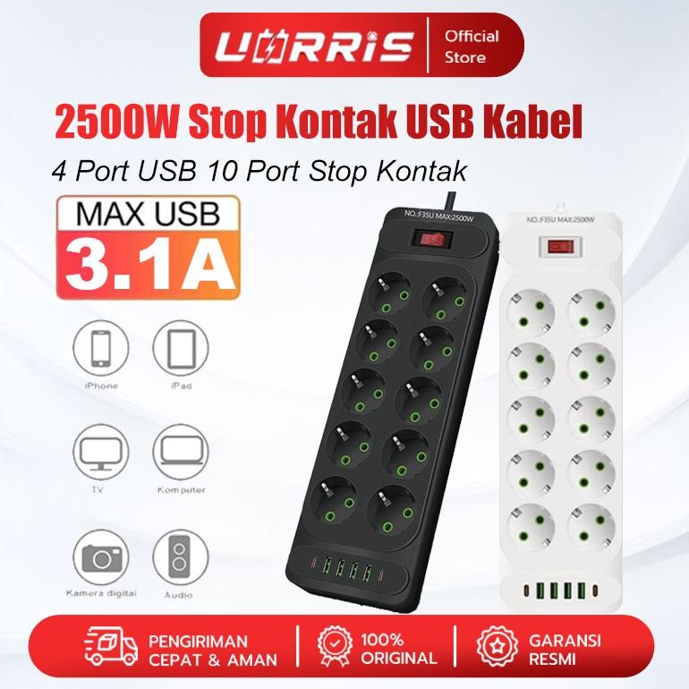 Jual WAGI UORRIS 2500W Stop Kontak USB Kabel Serbaguna Multiguna Panjang 2 Meter Original Power ...