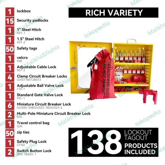 Jual ~^~^~^] Lockout Tagout Station Loto Kit 138 Pieces, Safety ...