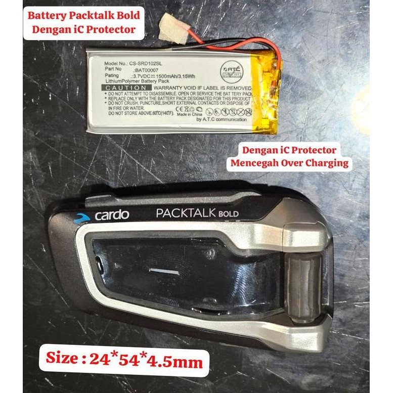 Jual battery cardo packtalk bold black sena scala rider intercom ori ...