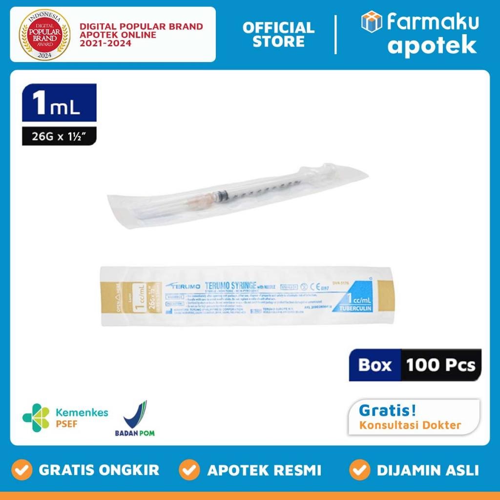 Jual Terumo Syringe Spuit 1 cc Tuberculin Box 100 pcs - ASB | Shopee ...