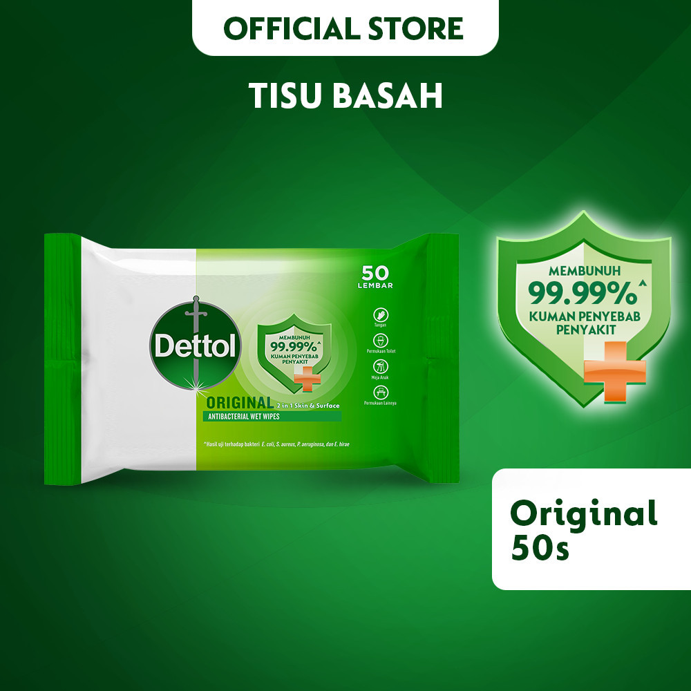 Jual Dettol Tisu Basah Original Anti Bakteri 50s - Wet Wipes Tissue | Shopee Indonesia