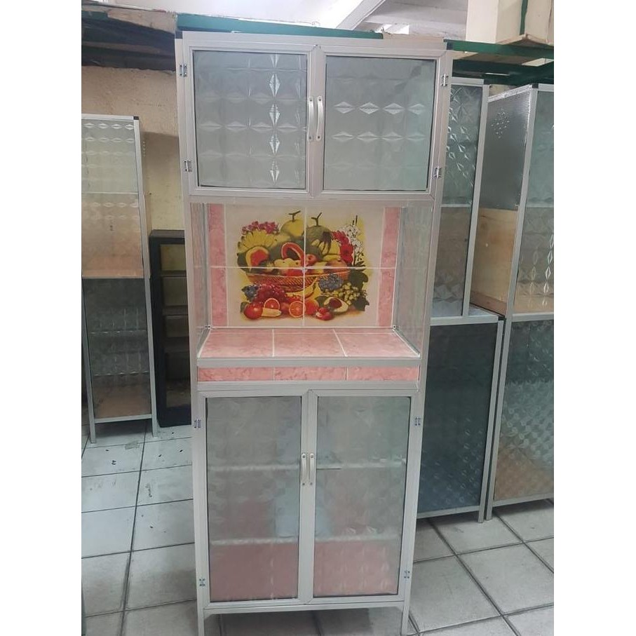 Jual Lemari piring kaca aluminium 2 pintu keramik | Shopee Indonesia