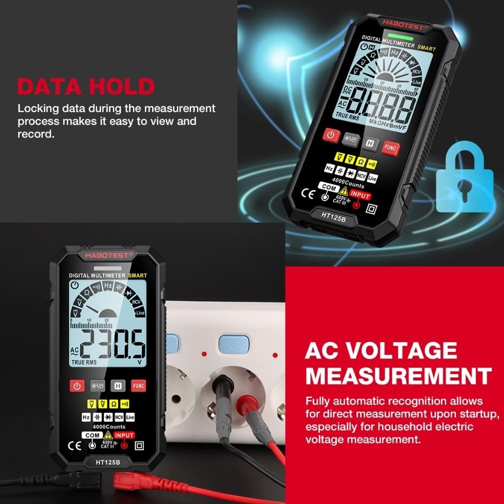 Jual YZ Habotest HT125 Multimeter Digital Pintar 600V AC/DC Voltmeter ...