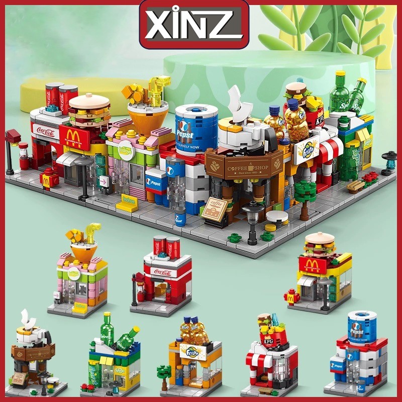 Jual XiNZ Block DIY Mini Street Mainan Bangunan Balok Susun Bricks ...