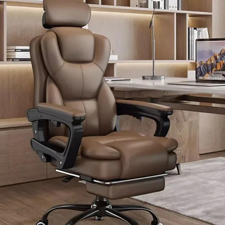 Jual Luxury And Comfortable Office Chair Leather Wheels Glides ...