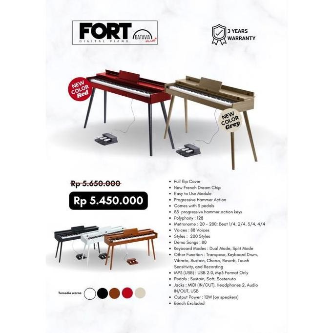 Jual DIGITAL PIANO FORT BATAVIA PLUS WITH 3 PEDAL ORIGINAL ORIGINAL DAN ...
