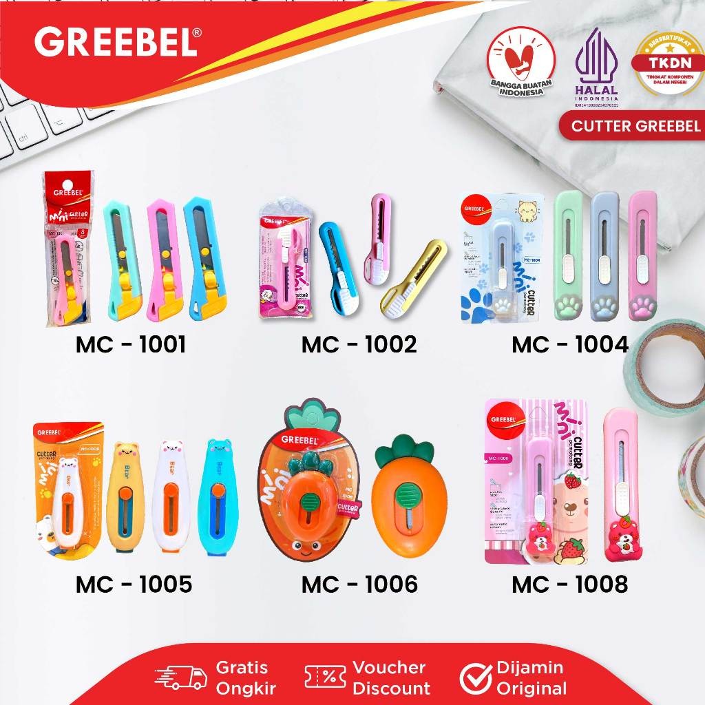 Jual GREEBEL Mini Cutter (1PCS) / Kater Lucu / Cuter karakter / Kater ...