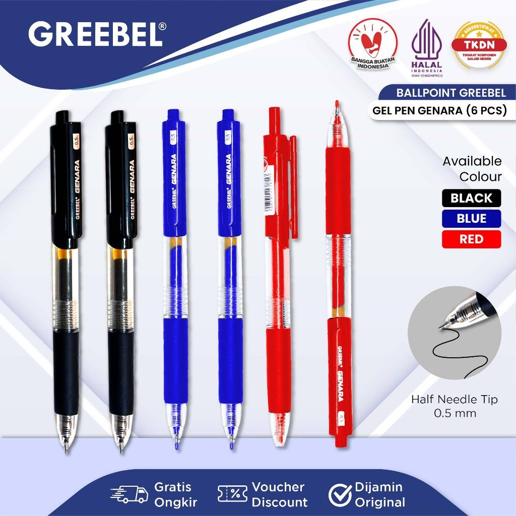 Jual GREEBEL Pulpen Gel / Gel Pen GP-508 Genara 0.5 (6PCS/SET ...