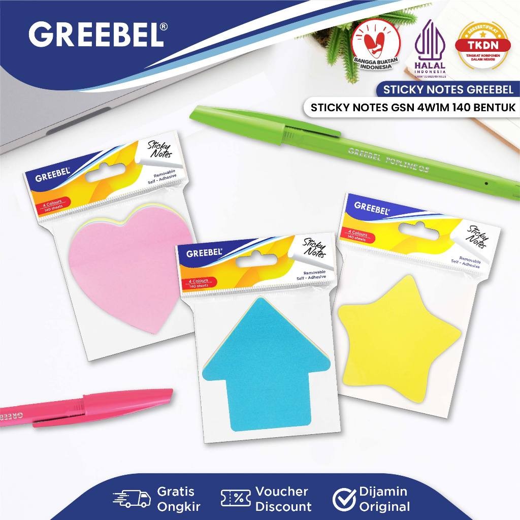 Jual GREEBEL Memo Sticky Notes 1 Warna 140 Lembar [GSN 4W1M 140 BENTUK ...