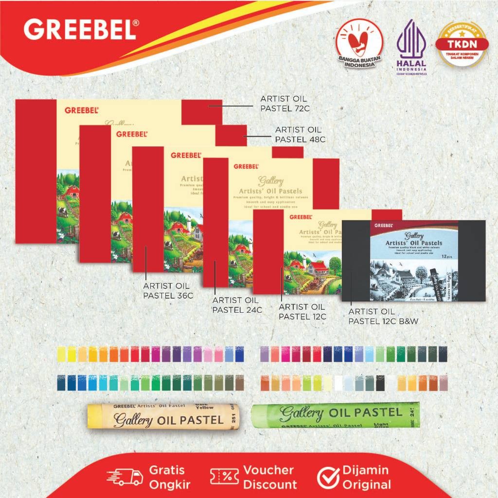 Jual GREEBEL Crayon Krayon ARTIST Oil Pastel 12 24 36 48 72 Warna ...
