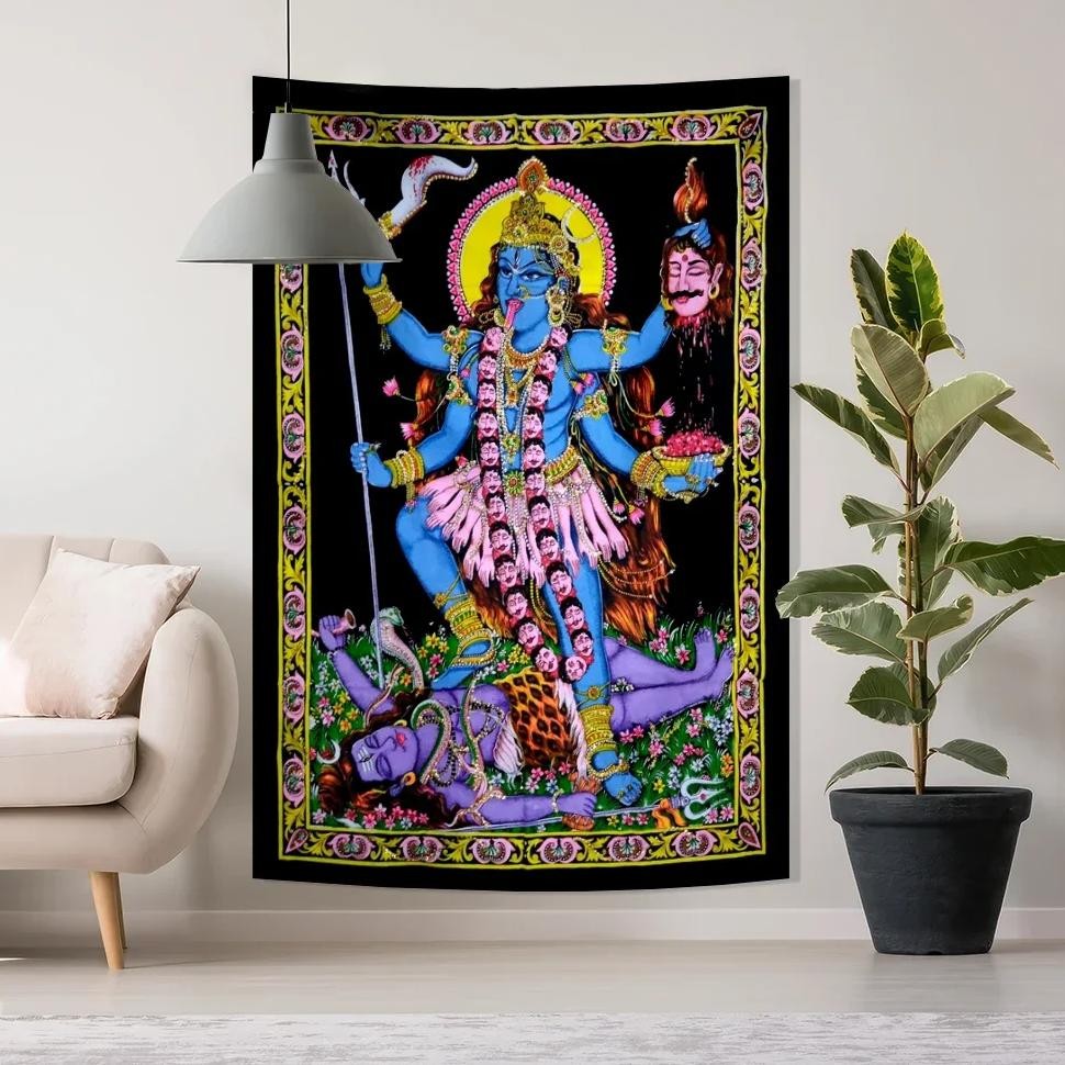 Jual 3X5Ft Smiler Maa Kali Poster Goddess Maa Kali Killing Lord Shiva ...
