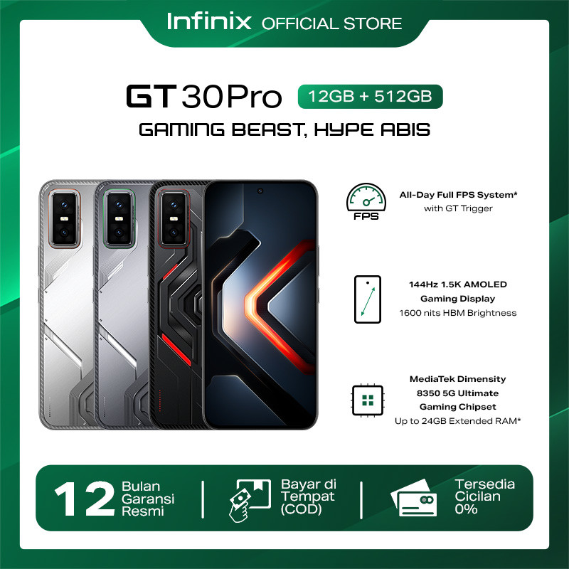 Jual Infinix GT 30 Pro 12/512GB - Up to 24GB Extended RAM - Dimensity 8350 Ultimate - 6.78 ...