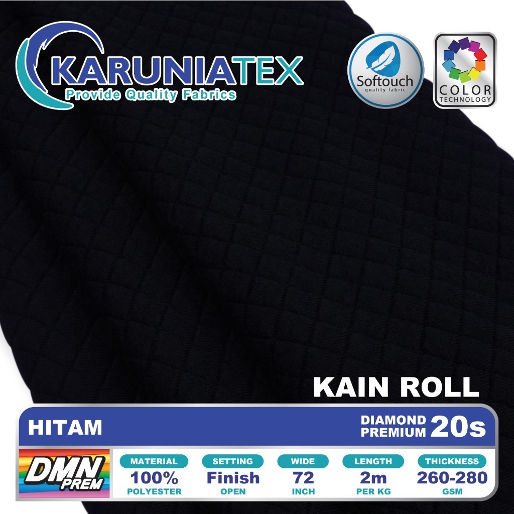 Jual Kain Diamond Premium 20s Rollan | Hitam | Karunia Textile | Shopee ...