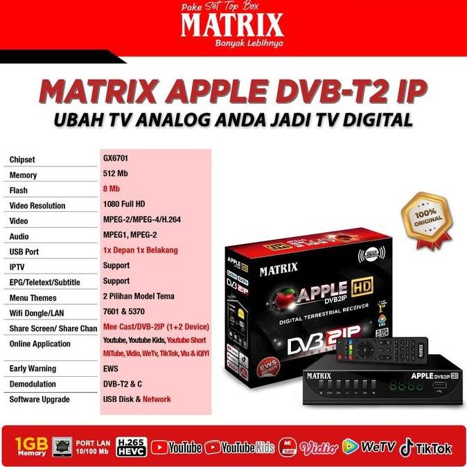 Jual STB DVB2IP MATRIX APPLE MERAH (NEW) | Shopee Indonesia