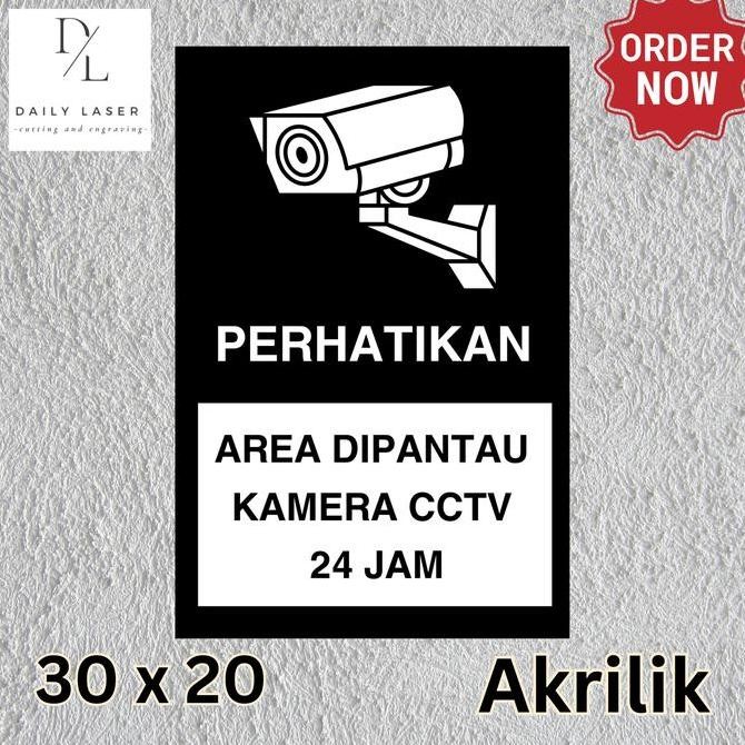 Jual Tersedia SIGNAGE PERHATIKAN AREA DI PANTAU KAMERA CCTV 30 x 20 CM ...