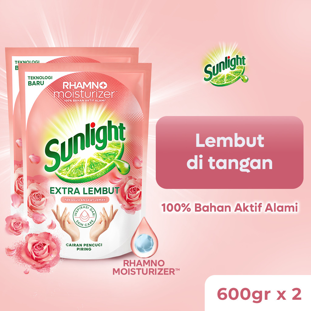 Jual Sunlight Sabun Cuci Piring Cair Refill Extra Lembut 600gr x2 ...