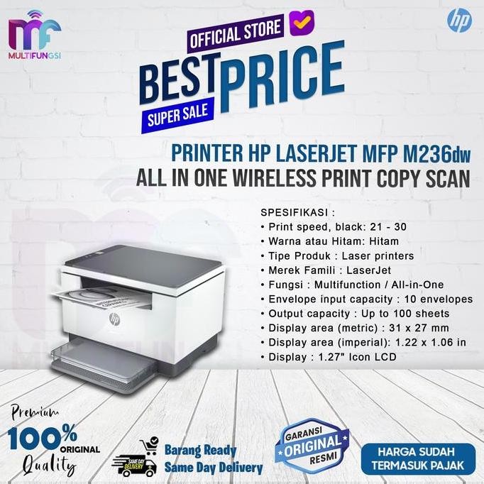 Jual Printer Hp Laserjet Mfp M236Dw / 236Dw / All In One Wireless New ...