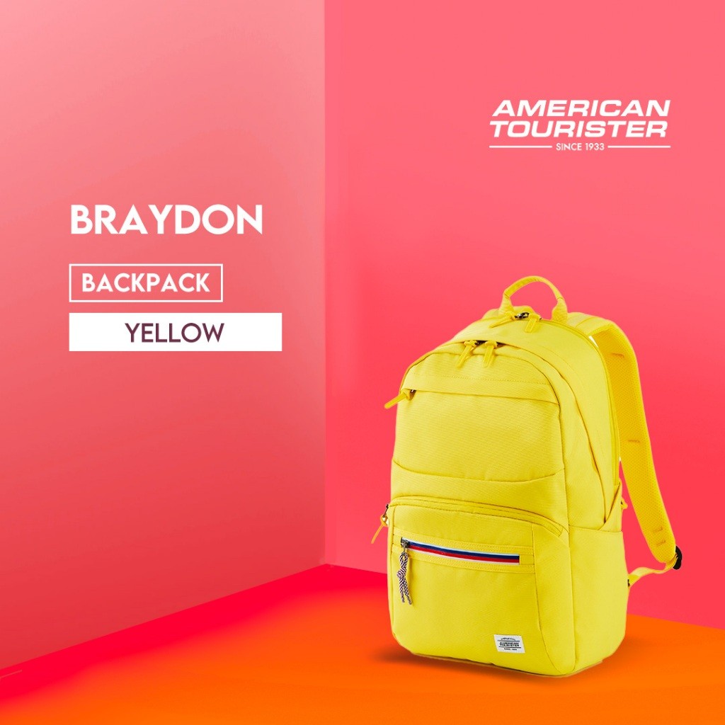 Jual American Tourister Braydon Backpack AS - Yellow | Shopee Indonesia