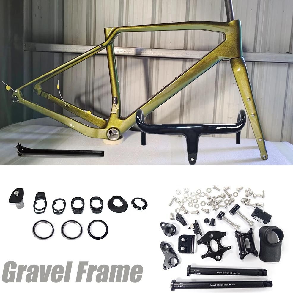 Jual Carbon Fiber Gravel Frame,Full Hidden Cable Bicycle Frameset ...