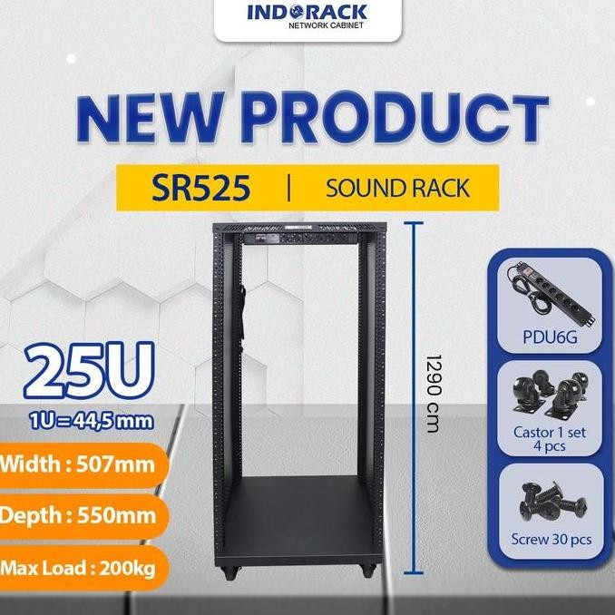 Jual Indorack Sr525 - Sound Rack 25U Depth 550Mm - Rak Sound System New ...