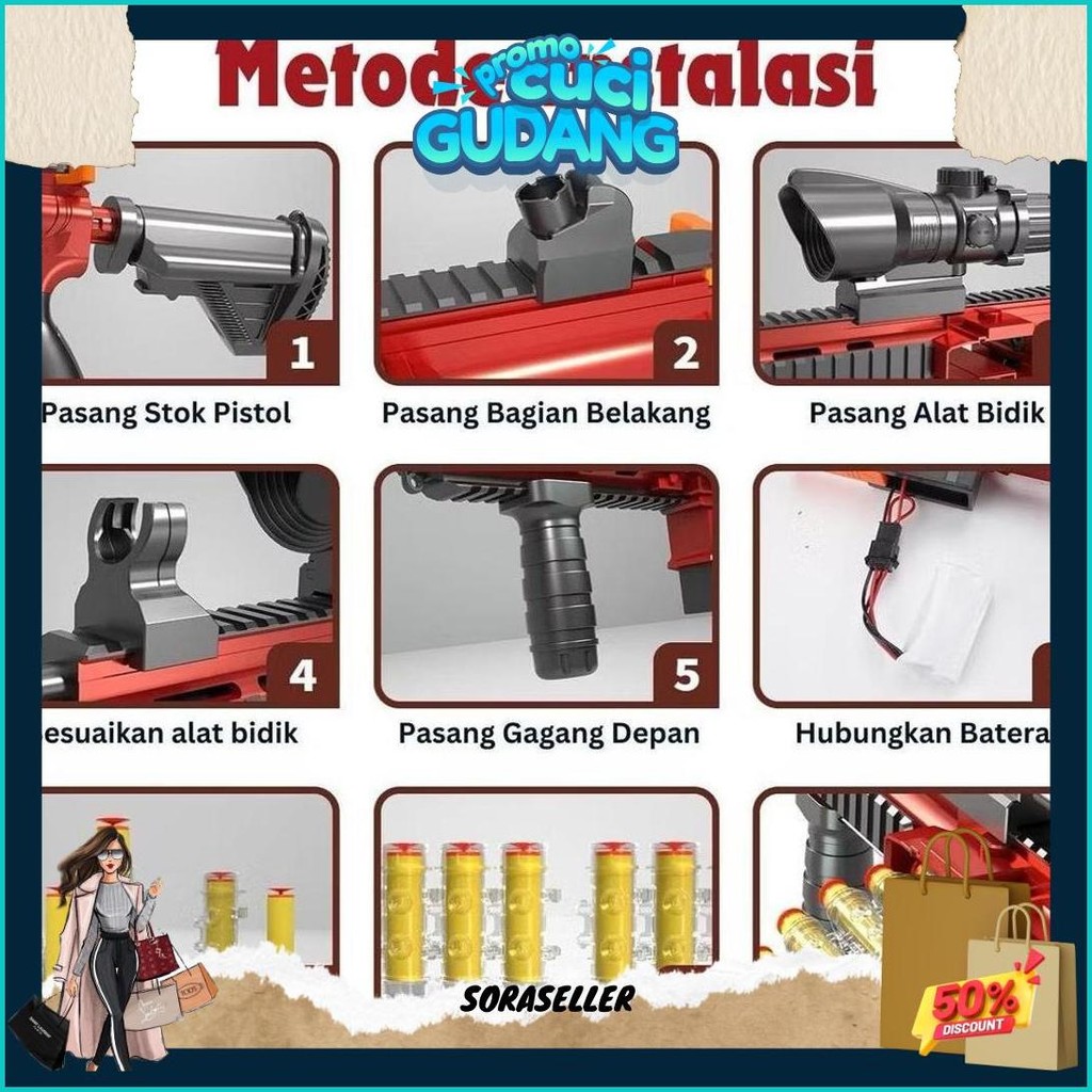 Jual Mainan Anak Toy Gun M416 Assault Tembakan Eva Soft Bullet Series ...