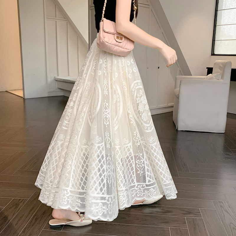 Jual 【Dewi Trend】Tren Mode Rok Renda Kait Berongga Wanita Rok Peri ...