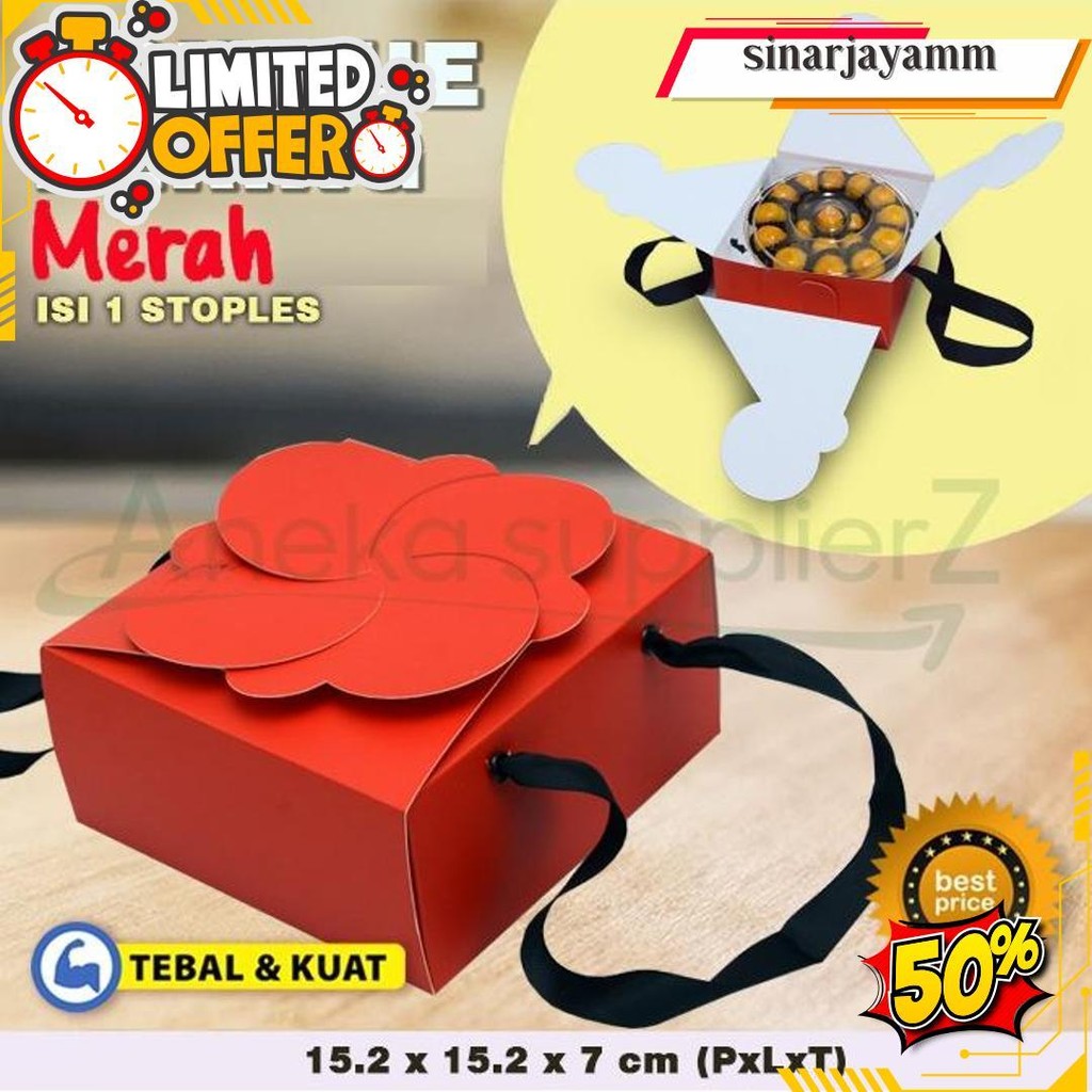 Jual Kotak Box Dus Kue Kering Merah - Isi 1 Toples (3 Pcs) Original ...