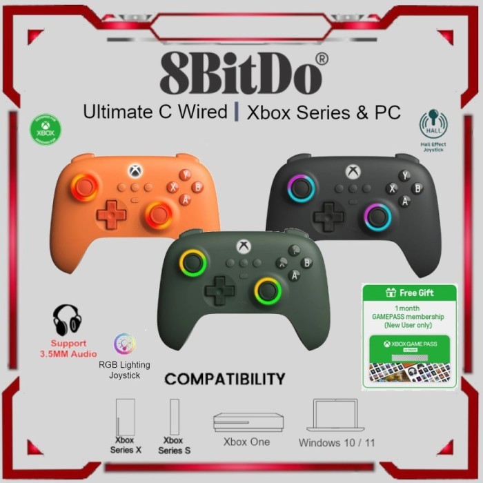 Jual TERBARU 8Bitdo Ultimate C Wired Controller Hall Effect Stick Gamepad Xbox Series X / S ...