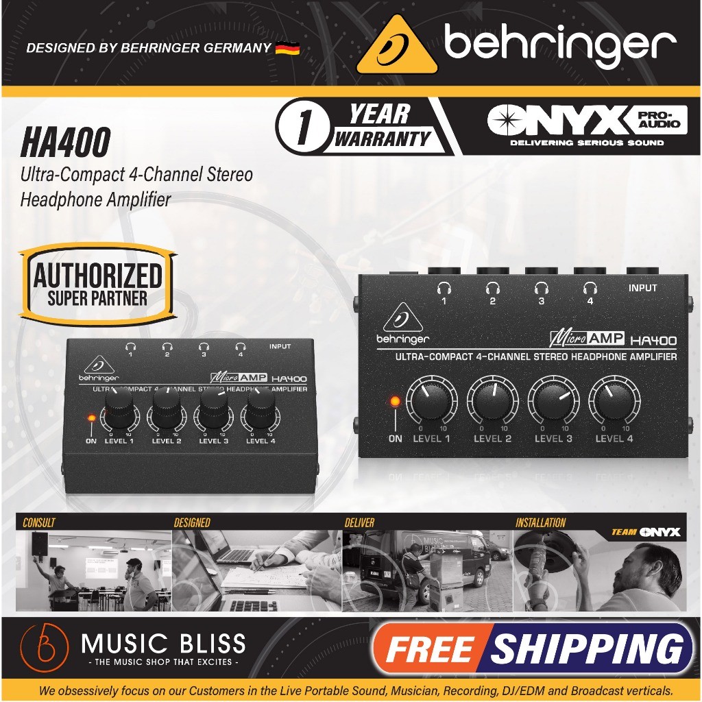 Jual Behringer MicroAMP HA400 4-Channel Headphone Amplifier (HA-400 ...
