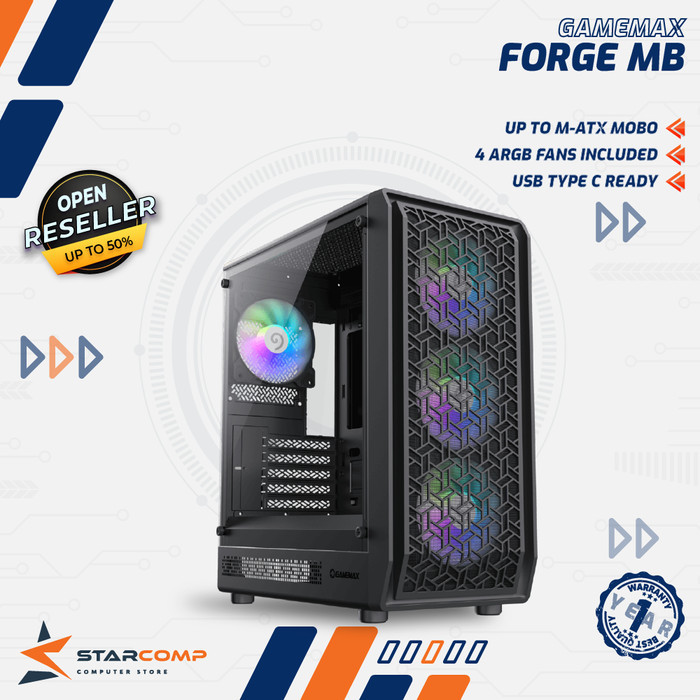 Jual HOT SALE! GameMax Forge MB include 4 Argb Fan M-Atx Gaming Case ...