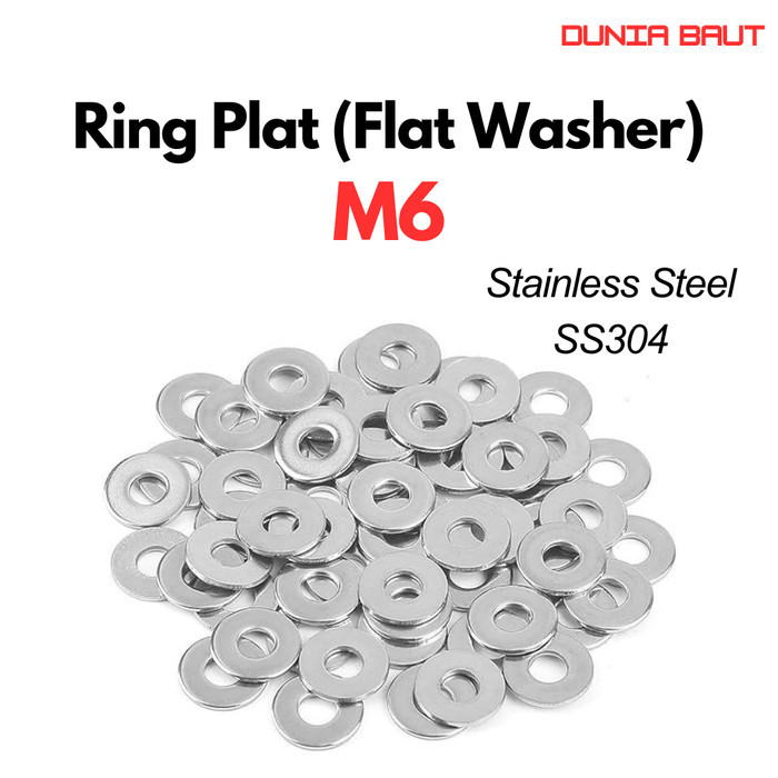 Jual Ring Plat M6 / Flat Washer M6 / WP M6 / Ring Plat Stainless M6 ...