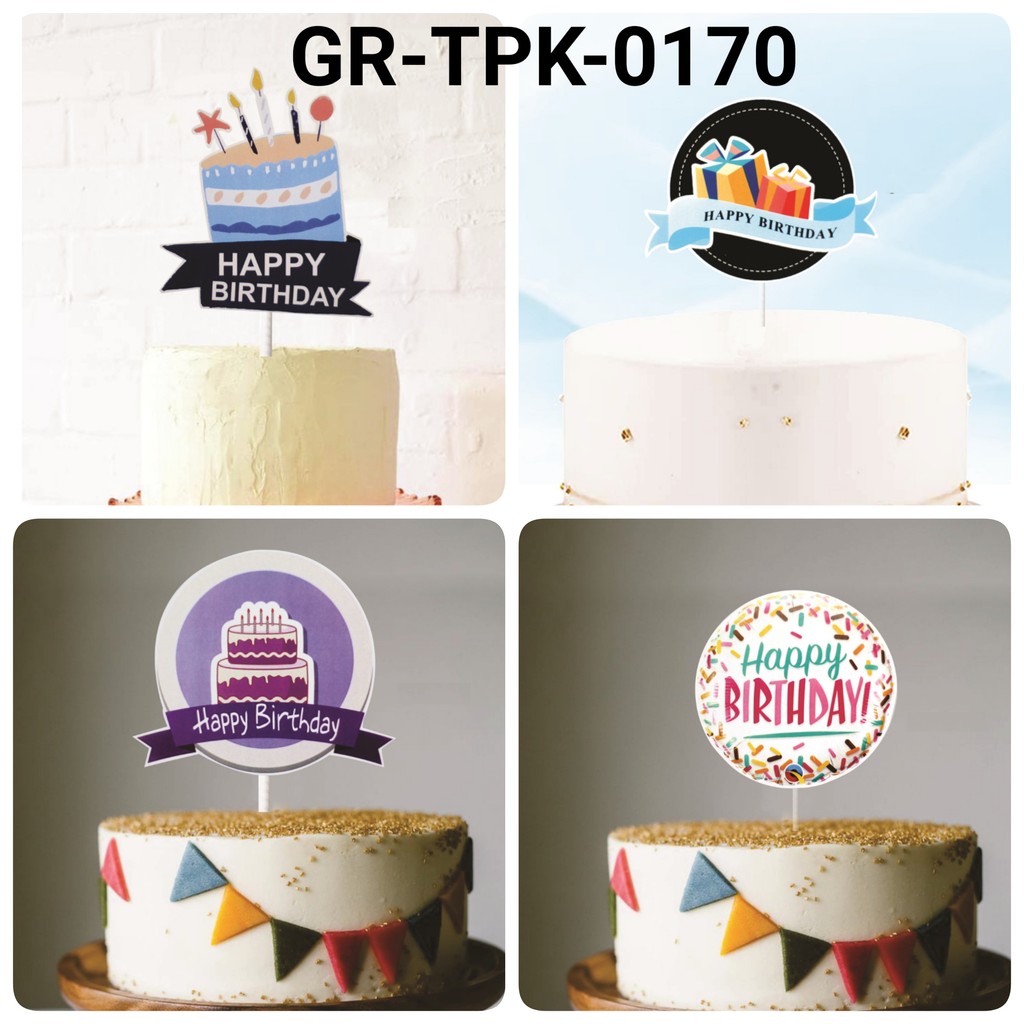 Jual GR-TPK-0170 Cake topper kertas hiasan kue tulisan happy birthday ultah (TPK) | Shopee Indonesia