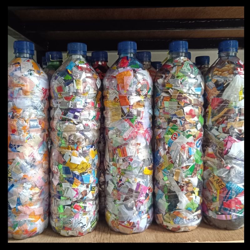 Jual Ecobrick Botol Aqua 1500 ml Isian Sampah Plastik Bersih Berat ...
