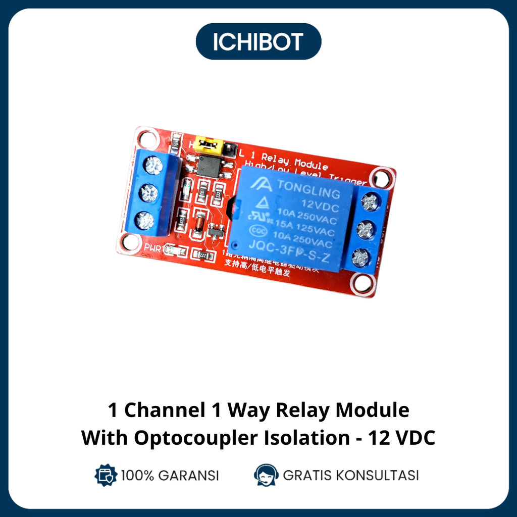 Jual 1 Channel 1 Ch 1-way relay module 12V With Optocoupler Isolation ...